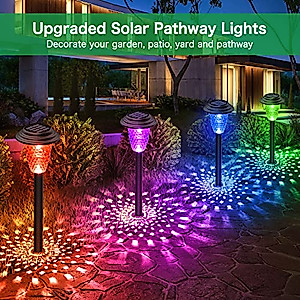ENSLI Solar Pathway Lights, 8 Pack Bright Color Changing/Warm White Solar Lights Outdoor Waterproof Solar Garden Lights, Outdoor Lights Solar Powered Landscape Path Lights for Yard, Walkway, Lawn