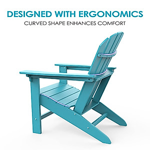 OTSUN Adirondack Chair, Large Lawn Chair, Outdoor Chair with Durability and Weather Resistance, HDPE Patio Chair for Yard, Porch, Garden, Deck, Swimming Pool, Light Blue