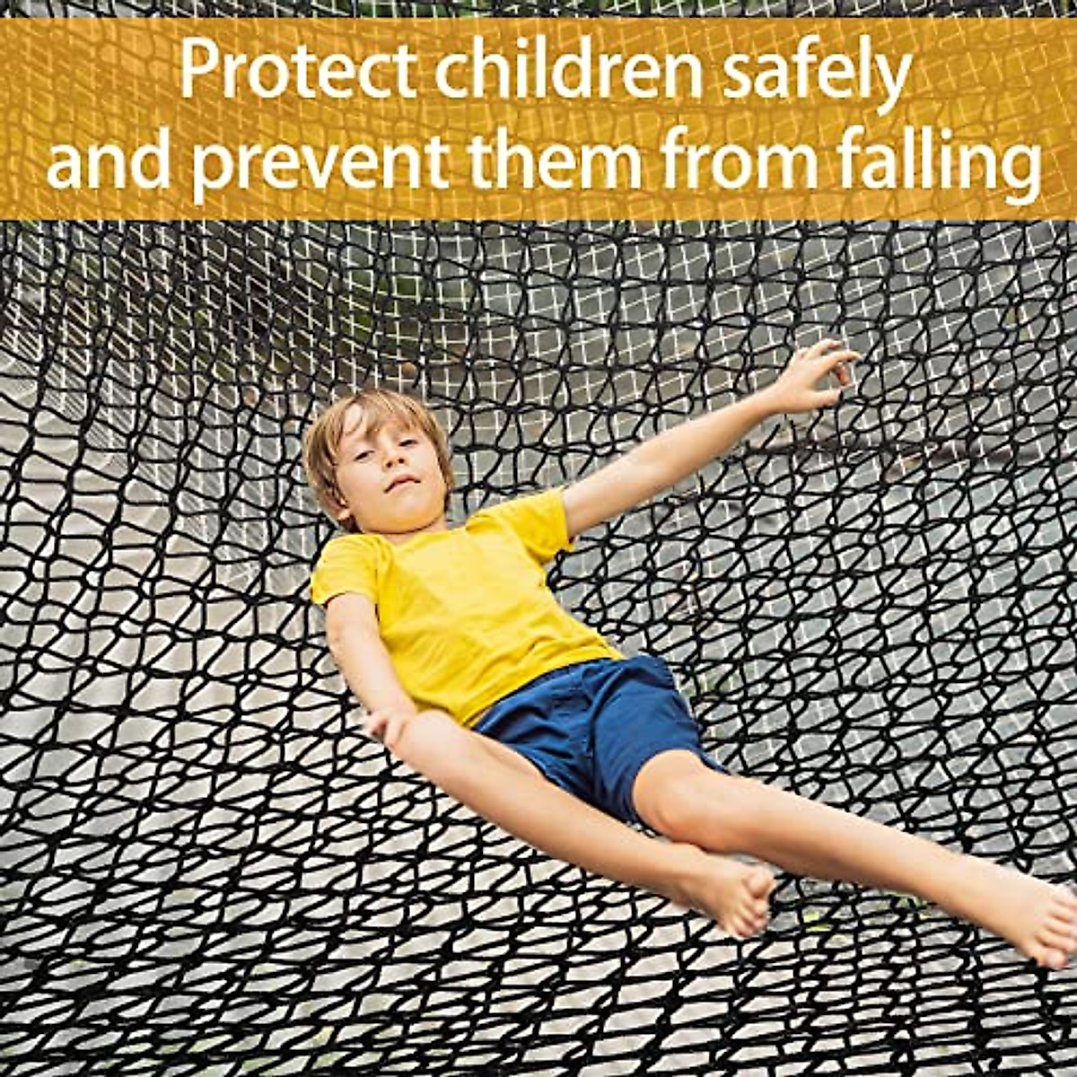 Climbing Cargo Net 6.5 x 9.8 ft Large Kids Backyard Climbing Net Double Layers Playground Safety Net with Storage Bag for Monkey Bar, Treehouse Accessories (Black)