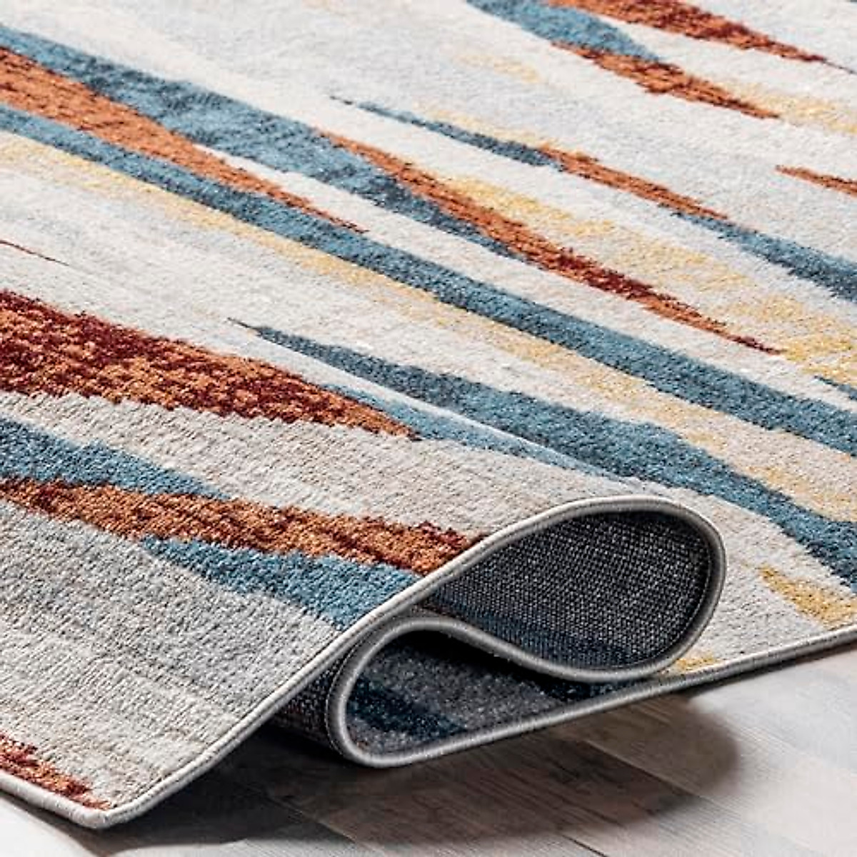 nuLOOM Katya Contemporary Waves Machine Washable Area Rug, 4x6, Multi
