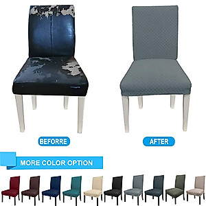 NORTHERN BROTHERS Chair Covers for Dining Room Set of 4, Stretch Fit Washable Removable Spandex Kitchen Table Parsons Chair Protectors Slip Covers, Light Grey