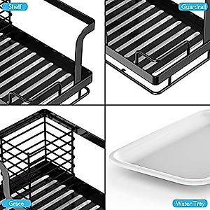 Kitchen Sink Organizer, Sink Caddy Sponge Holder for Kitchen Sink, Dish Brush Holder Sink Accessories Stainless Steel, Kitchen Soap Caddy with Plastic Removable Drain Pan for Sponge, Brush, Dish Soap