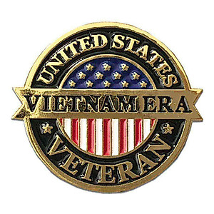 United States Vietnam Era Veteran Circle Lapel Pin with American Flag Graphic