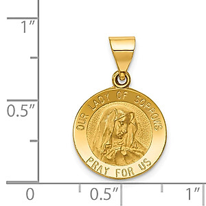 FB Jewels Solid 14K Yellow Gold Polished And Satin Our Lady Of Sorrows Medal Pendant