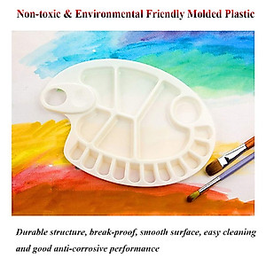 Non-Stick Paint Palette 2 PCS Artist Paint Mixing Tray Palette 11.8 x 8 inches Oval Shaped Easy Clean Art Palette 17 Wells (11.8 x 8 inch/2 PCS)
