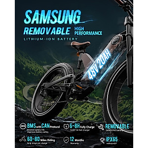 eAhora P5 Plus Electric Bike for Adults, 28MPH 750W(MAX 1000W) 48V 20Ah Long Range Removable Battery Ebike, 7 Speed Electric Mountain Bike, 24 * 4.0'' Fat Tire Electric Bike, Full Suspension