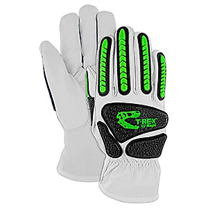 MAGID T-REX Rebel Series TRX814 Goatskin para-Aramid Lined Driver Impact Glove – Cut Level A6-9/L (1 PR), White