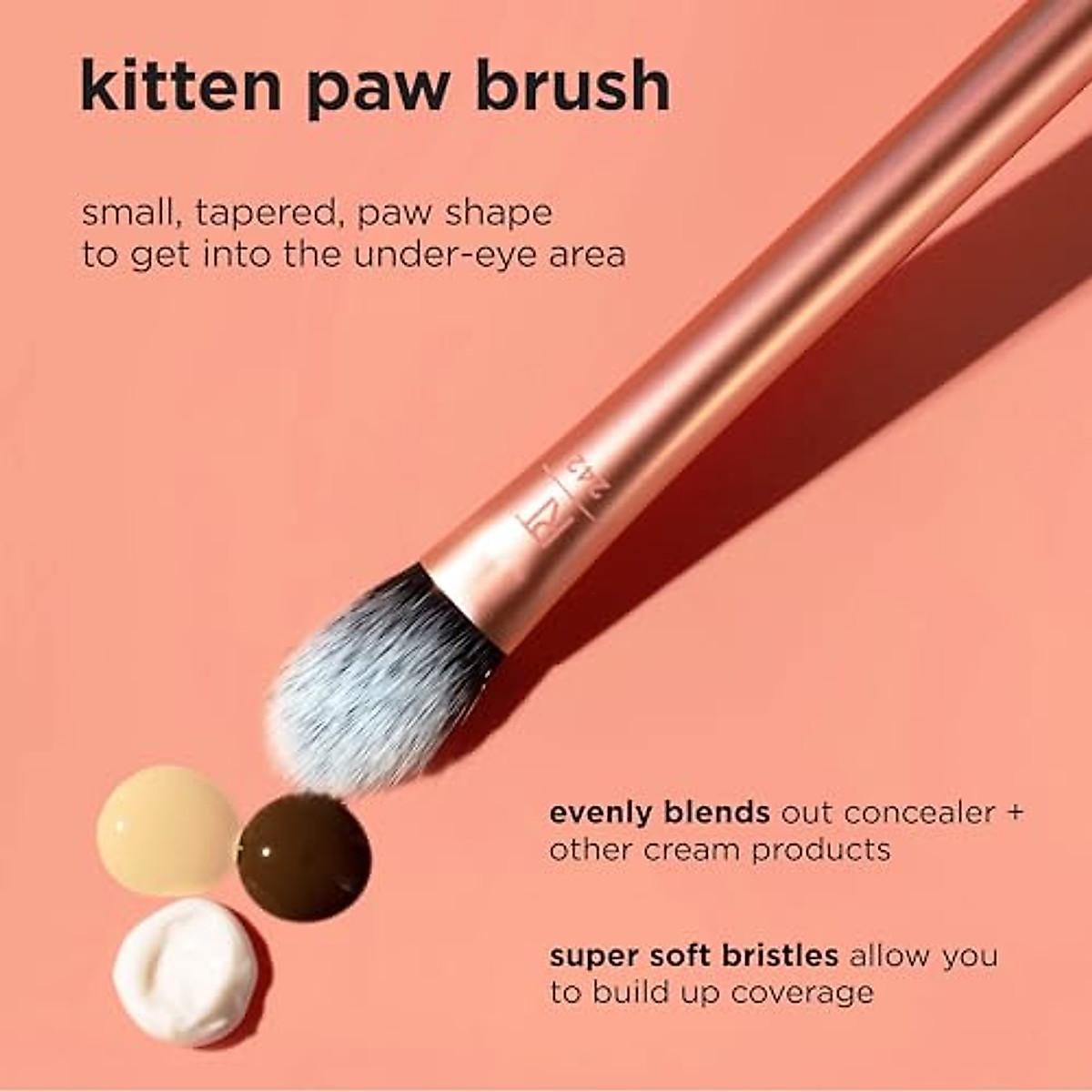 Real Techniques Brightening Concealer Makeup Brush, Viral Kitten Paw Brush Conceals Under Eyes, & Imperfections, Cover Dark Circles, For Brightener & Concealer, RT 242 Brush, Cruelty-Free, 1 Count