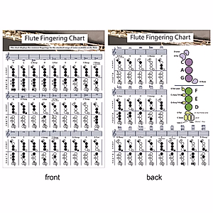 SYCOOVEN Flute Chord Chart, Portable Durable Flute Fingering Chart, White Chord Chart for Flute Fingering Practice, Chord Chart Beginner Student for Teaching or Group Study, Flute Accessories
