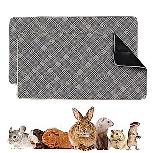 FAWAIKTU 2 Pack Guinea Pig Cage Liners, 47" X 24" Guinea Pig Bedding Reusable Rabbit Bedding, Absorbent Pet Cage Liners for Small Animals Cages Hamster Rat Rabbit Guinea Pig (Grey)