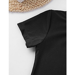 Daenrui Kids Girls Boys Short Sleeve Tumbling Unitard Athletic Gymnastic Biketard Ballet Dance Leotard Black 4 Years