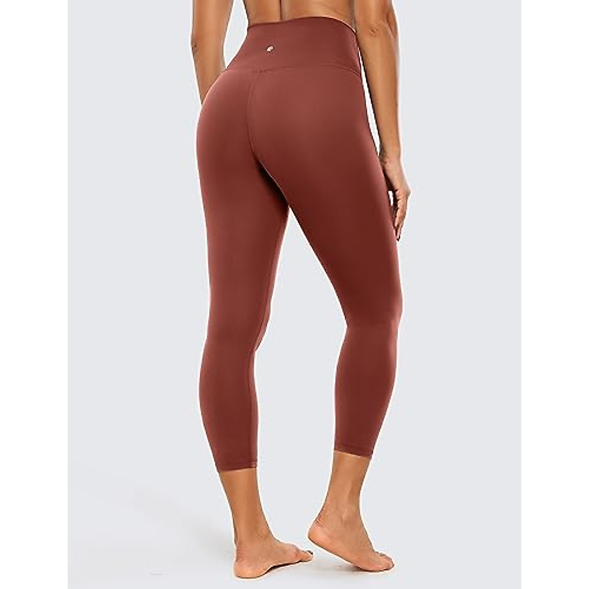 CRZ YOGA Womens Butterluxe Crossover Workout Capri Leggings 23 Inches - High Waist V Cross Crop Gym Yoga Pants Jujube Brown Small
