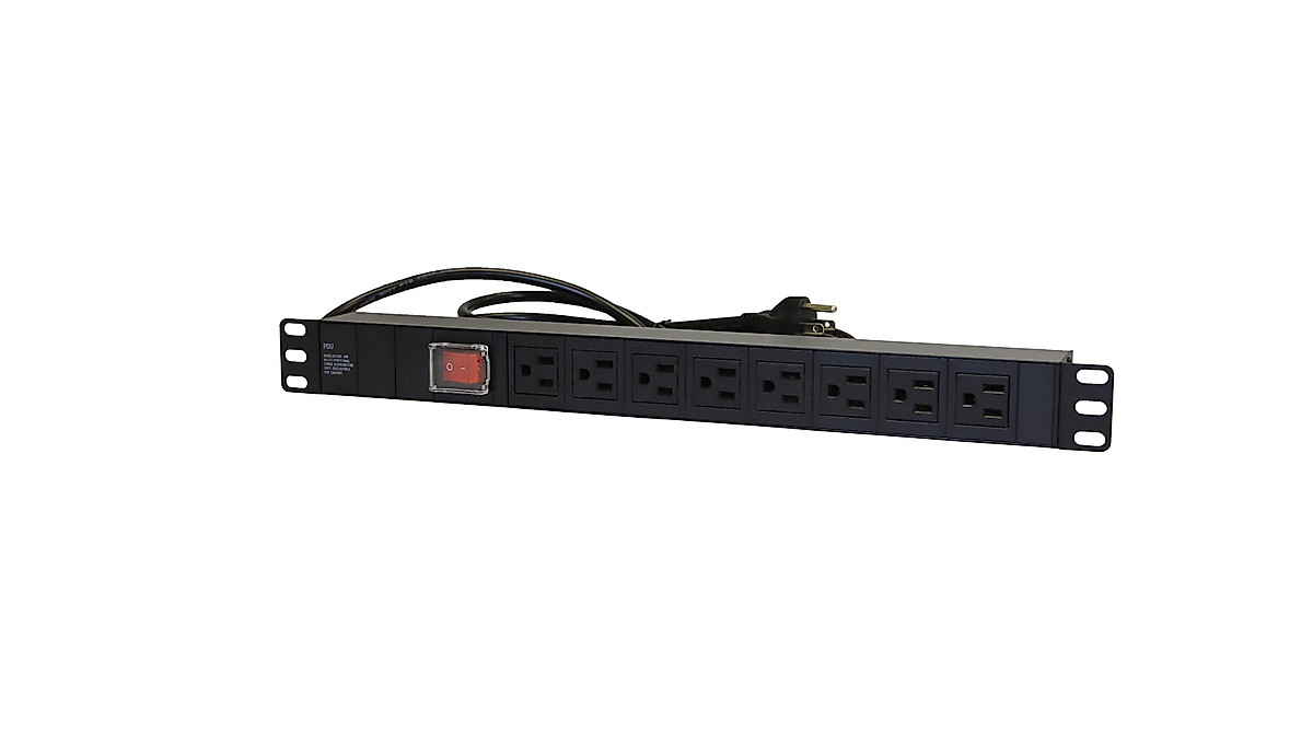 Rack Mount Network PDU Power Strip with 8 Outlets & 12ft Cord
