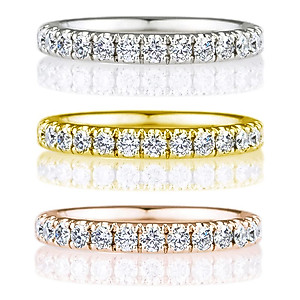 MRENITE Solid 10K/14K/18K Rose Gold 0.42 ct. t.w. Lab-grown Diamond Eternity Band for Women Round Diamonds Stackable Rings for Wedding Anniversary Engagement (D-F color, SI clarity)