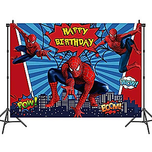 Red Spiderman Photo Backdrops Super City Spiderman Boys Baby Shower Birthday Party Decoration Photography Background Superhero Citycape Kids Studio Booth Props 5x3ft