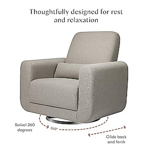 Babyletto Tuba Glider in Performance Grey Eco-Weave with Silver Base, Water Repellent & Stain Resistant, Greenguard Gold and CertiPUR-US Certified