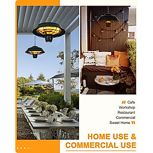 Star Patio Electric Patio Heater, Outdoor Heater with Remote Control & Touch Switch, 600W/900W/1500W Infrared Ceiling Heater with Hammer Tone Bronze Finish, IP44 Waterproof, Patio Heater, STP1566-C-N