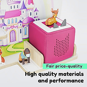 stadtecken Wooden Shelf for Music Box I Suitable for The Toniebox and ca. 35 Tonies I Perfect Storage in The Children's Room I for Setting up or Hanging (Medium, Fairy Tale Castle)