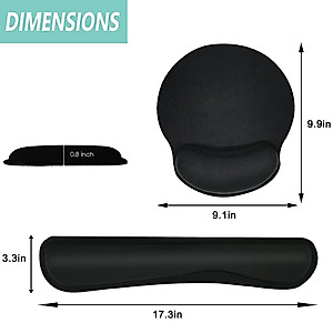 Keyboard Wrist Rest Pad Mouse Pad with Wrist Support, Ergonomic Memory Foam Mouse Wrist Cushion Support for Home Office Laptop Computer Working Gaming (Black)