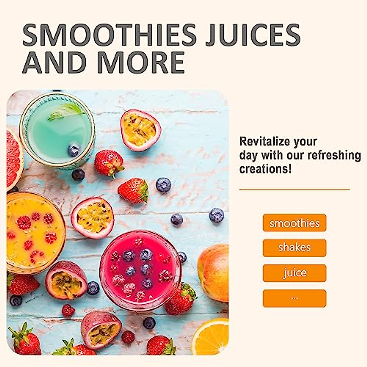 BESNOOW Portable Blender, Personal Blender for Shakes and Smoothies, 4000mAh USB Rechargeable, BPA Free 15.2 Oz 450ML Juicer Cup with 6 Blades and Lid, Portable Juicer for Kitchen/Travel/Gym(Black)