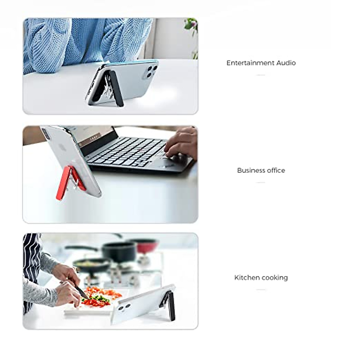 VEVOOD Mobile Phone Desktop Llazy Bracket Flat Back Support Shelf Multi-Functional Portable Aluminum Alloy Foldable Ssmall Bracket (Silver)