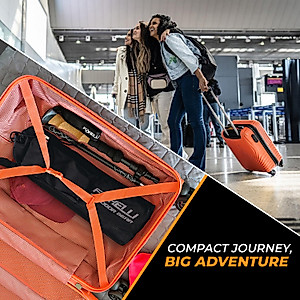 Foxelli Folding Trekking Poles – 2-pc Ultra Compact Hiking Poles for Men & Women, Lightweight Strong Aluminum 7075 Collapsible Foldable Walking Sticks with Flip Locks, 4 Season All Terrain Accessories