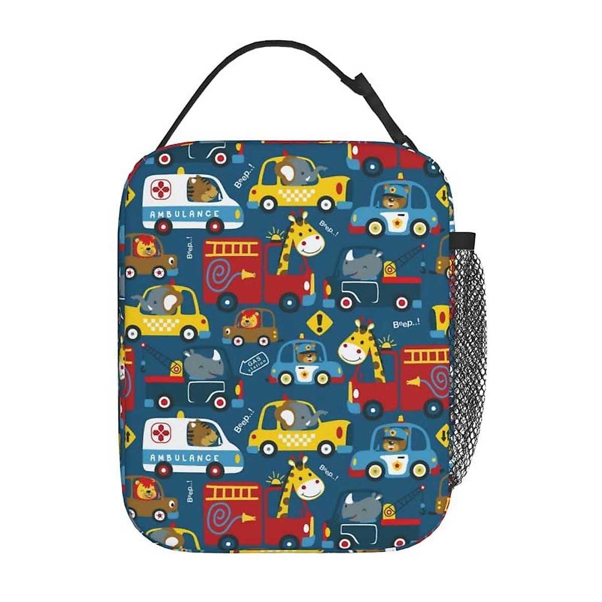 Cartoon Car Lunch Bags For Men Women Boys Girls Reusable Tote Lunch Bags For Office Work, School, Picnic, Camping