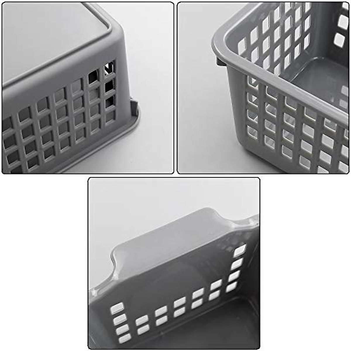 Nesmilers 6-Pack Slim Plastic Storage Baskets Bin, Rectangle Basket Set