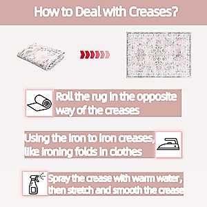 LIVEBOX Machine Washable 5x7 Rug, Pink Rugs for Bedroom Girls, Soft Boho Floral Nursery Rug, Non-Slip Indoor Ultra-Thin Floor Carpet Area Rug for Kid Room Living Room Dorm, Blush/Pink