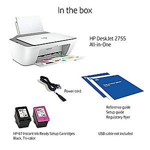 HP DeskJet 2755 Wireless All-in-One Printer, Mobile Print, Scan & Copy, HP Instant Ink Ready, Works with Alexa (3XV17A)