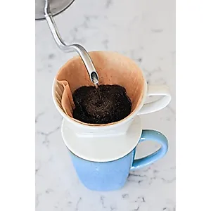 Simply Charmed Pour Over Coffee Dripper - Single Cup Ceramic Coffee Maker with 40 Count Melitta Filters