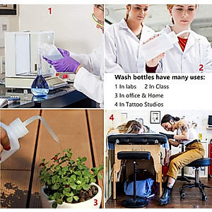 Hyber&Cara Safety Wash Bottle 3Pcs 250ml Plastic Squeeze Bottle with Cap for Lab Plant Watering Tattoo Wash Bottle with 1Pc Silicone Funnel