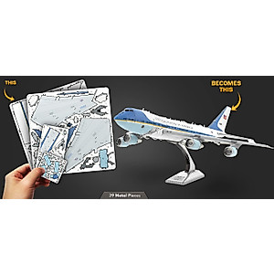 Fascinations Metal Earth Air Force One 3D Metal Model Kit Bundle with Tweezers