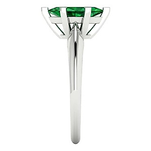 Clara Pucci 1.0 ct Marquise Cut Solitaire Simulated Emerald Engagement Wedding Bridal Promise Anniversary Ring 18K White Gold Size 8.5