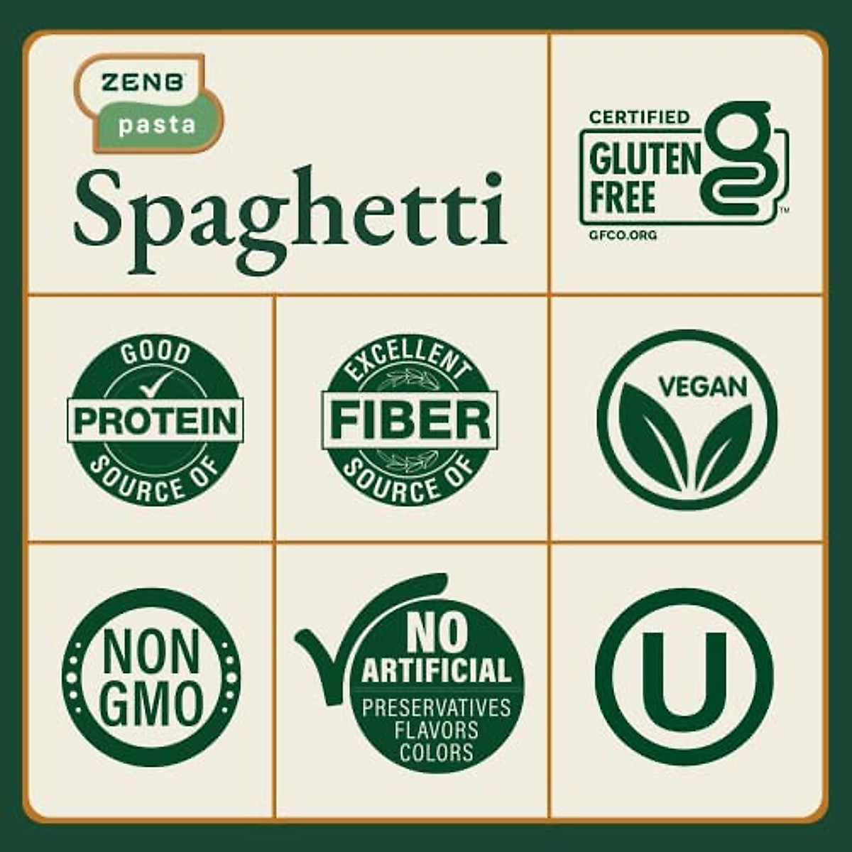 ZENB Plant Based Spaghetti - Made From 100% Yellow Peas, Gluten Free Pasta, Non-GMO, Vegan, Certified Kosher, 17g of Protein & 11g of Fiber In Every 3 oz Serving, Spaghetti - 8 oz Boxes (Pack of 3)
