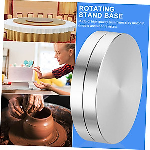 GRIRIW 2pcs Turntable Base Hardware 3 Inch Table Tray Lazy Susan Cake Stand Rotating Cake Dining Table Smooth Swivel Plate Dessert Butter Wheel Glass to Rotate Tableware Aluminum Alloy