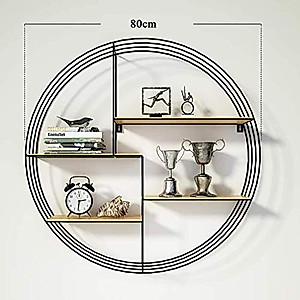 QUUL Contemporary 4 Tier Wall Shelf, Decorative Wall Shelf for Bedroom Living Room Kitchen Office Round (Size : Large:80 * 21 * 80cm)