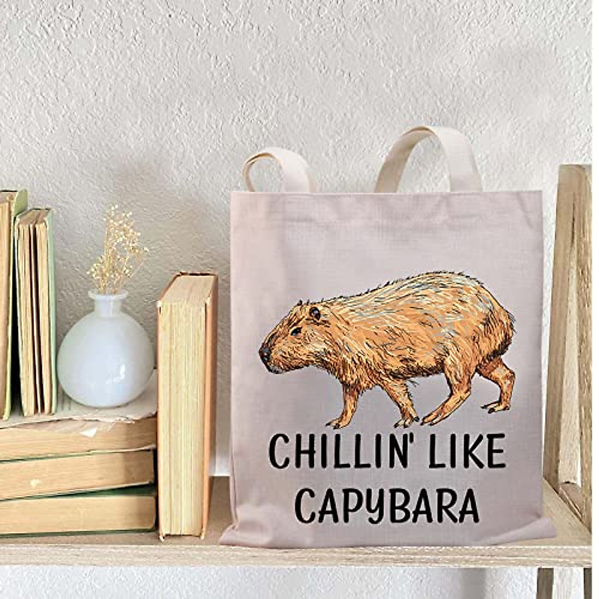BDPWSS Capybara Tote Bag Capybara Lover Gift Chillin’ Like Capybara Wildlife Animal Lover Shoulder Bag (Chilling capybara TG)