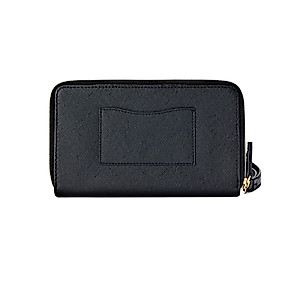 Time and Tru Double Zip Wristlet Wallet, Dimensions 7.5" W x 1.25" H x 5" D (Black)