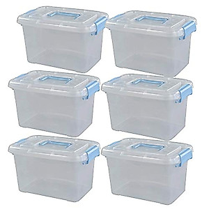 Doryh 5 L Plastic Storage Bin with Lid, Clear Transparent Box With Handles, Set of 6