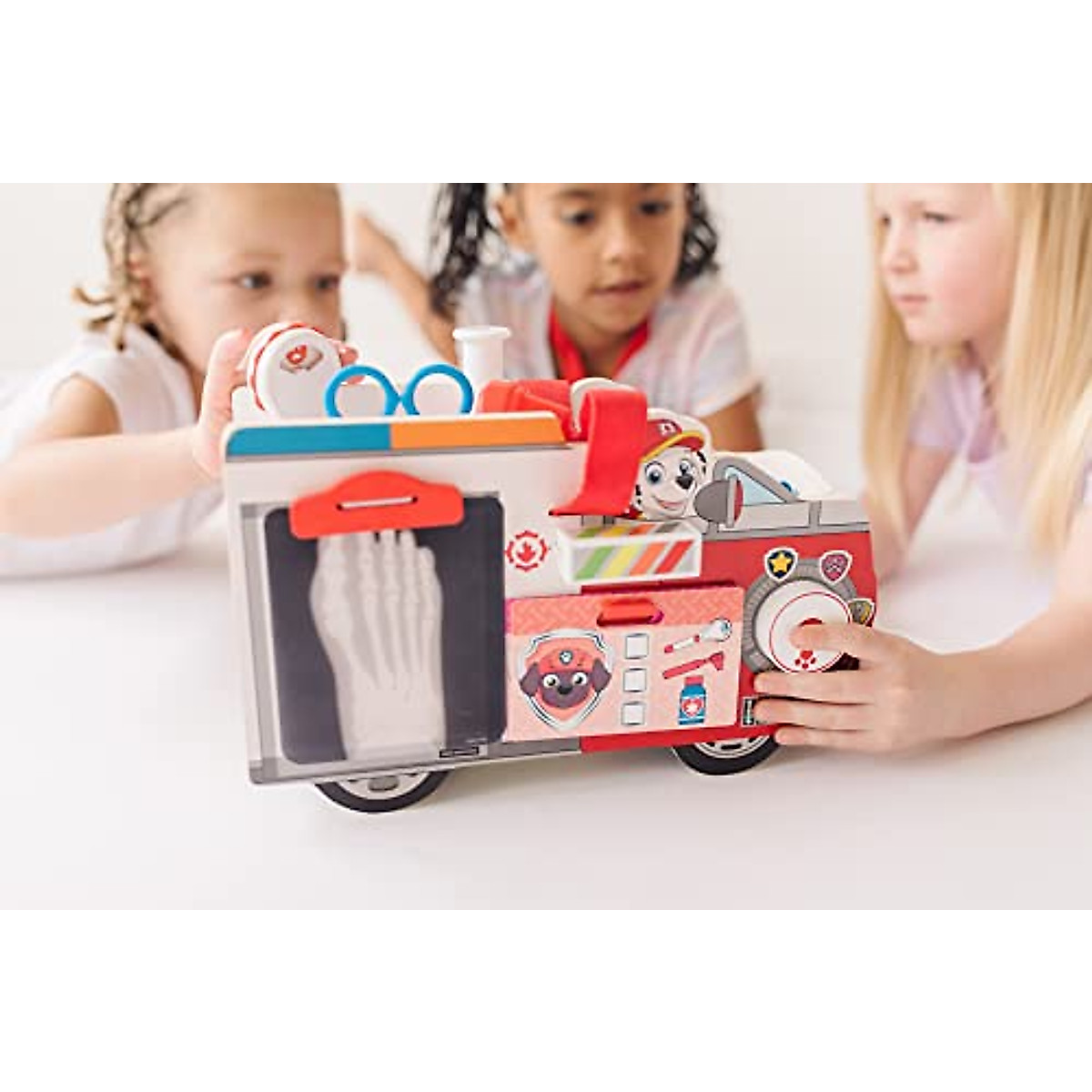 Melissa & Doug PAW Patrol Marshall's Wooden Rescue EMT Caddy (14 Pieces) - PAW Patrol Take-Along Pretend Play First Responder Rescue Kit, PAW Patrol Toddler Toy For Girls And Boys Ages 3+