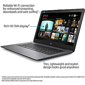 HP 2022 Stream 14" HD Thin and Light Laptop, Intel Celeron N4000 Processor, 4GB RAM, 64GB eMMC, HDMI, Webcam, WiFi, Bluetooth, 1 Year Office 365, Windows 10 S, Brilliant Black, W/ IFT Accessories