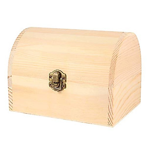 Hemoton Wood Craft Box Unfinished Wood Box Natural DIY Craft Stash Boxes Treasure Box Storage Trunks Storage Chests Jewery Case Gift Box with Hinged Lid Clasp for Arts Home Storage
