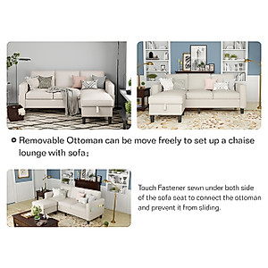 Woyomeub Sectional Sofa 78" Couch Couches for Living Room with Storage Ottoman Beige Modern L Shaped 3 Seater Sofas for Small Space Dorm APT