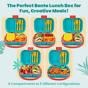 OMBU Bento Box, Bento Lunch Box For Kids - Lunch Box Kids, Bento Box For Kids Lunch Box, Kids Bento Lunch Box, Kids Bento Box, Toddler Lunch Box For Kids, Bento Box Kids - 6 Easy Switch Compartments
