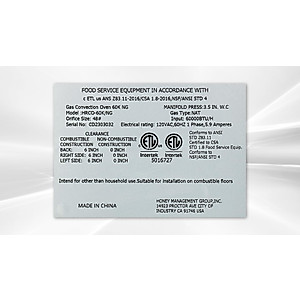 Commercial Convection Oven, Natural Gas or Propane, 60000 BTU, Single Deck, Four Legs, Restaurant Kitchen Bakery HRCO-60K