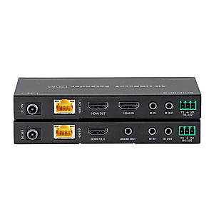 Monoprice 4K Pro HDBaseT Extender Kit - 120 Meters (394 Feet) HDR, 18Gbps, 4K@60Hz, YCbCr 4:4:4, HDCP 2.2, PoC, RS-232, HDMI Loop Out and Bidirectional IR - Blackbird Series