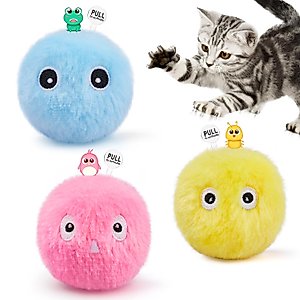 Potaroma Chirping Cat Toys Balls with SilverVine Catnip, Upgraded, 3 Pack Fluffy Interactive Cat Kicker, 3 Lifelike Animal Sounds, Kitty Kitten Catnip Exercise Toys