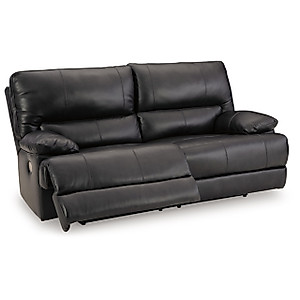 Signature Design by Ashley Mountainous Modern Leather Match Wall Hugger Power Reclining Sofa with Adjustable Headrest and USB Ports, Black