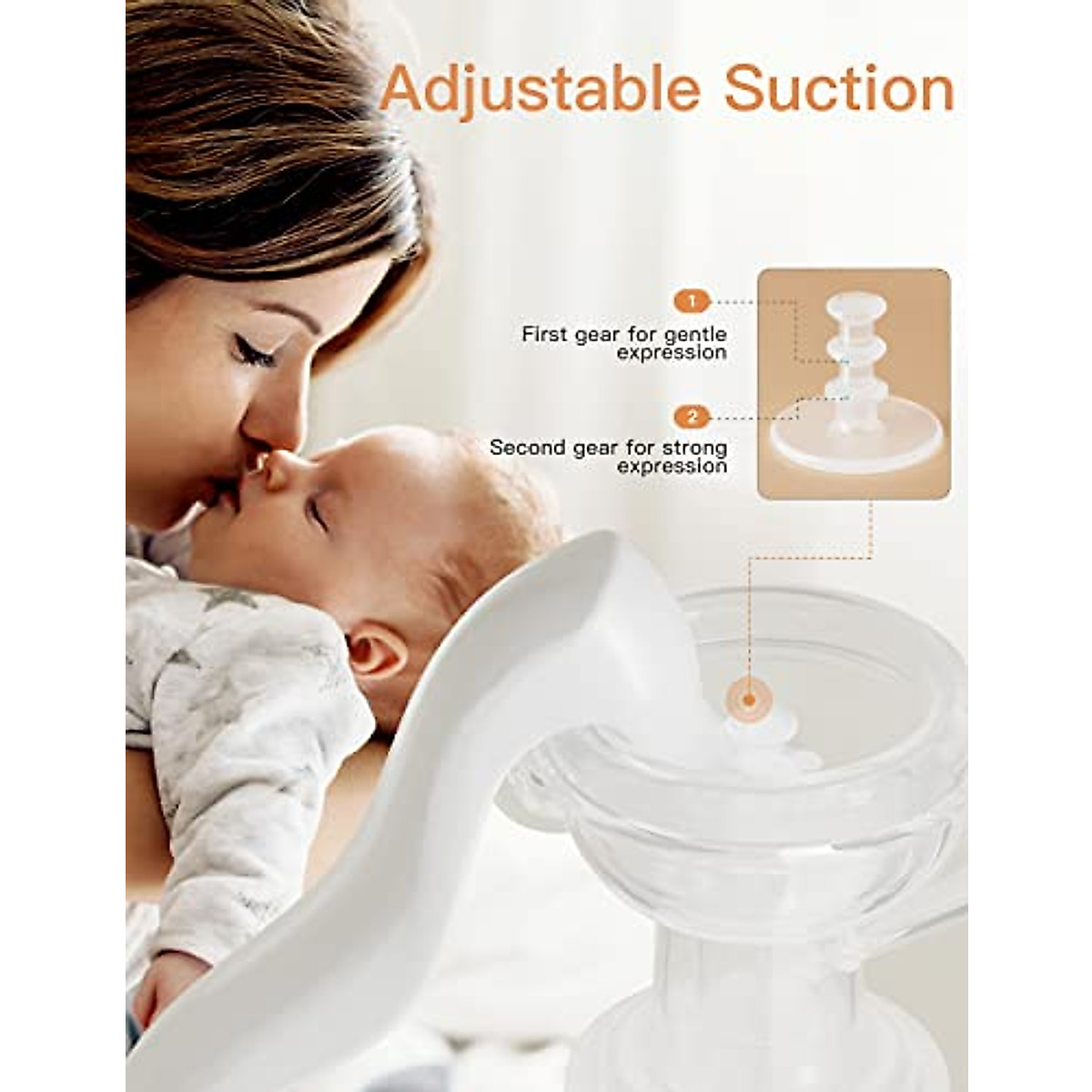 NCVI Manual Breast Pump with Milk Bottle,Portable Breastfeeding Pumps 5oz, BPA Free Soft Food Grade Silicone Powerful Suction